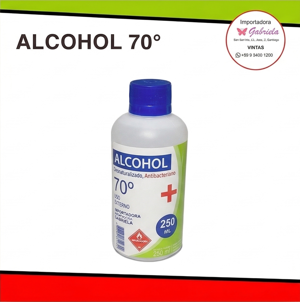 Alcohol De 70 Grados 250 Ml Importadora Gabriela